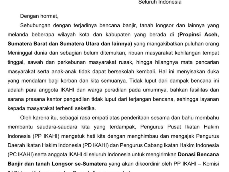 PP IKAHI Serukan Donasi Nasional Atas Bencana Banjir dan Longsor di ...